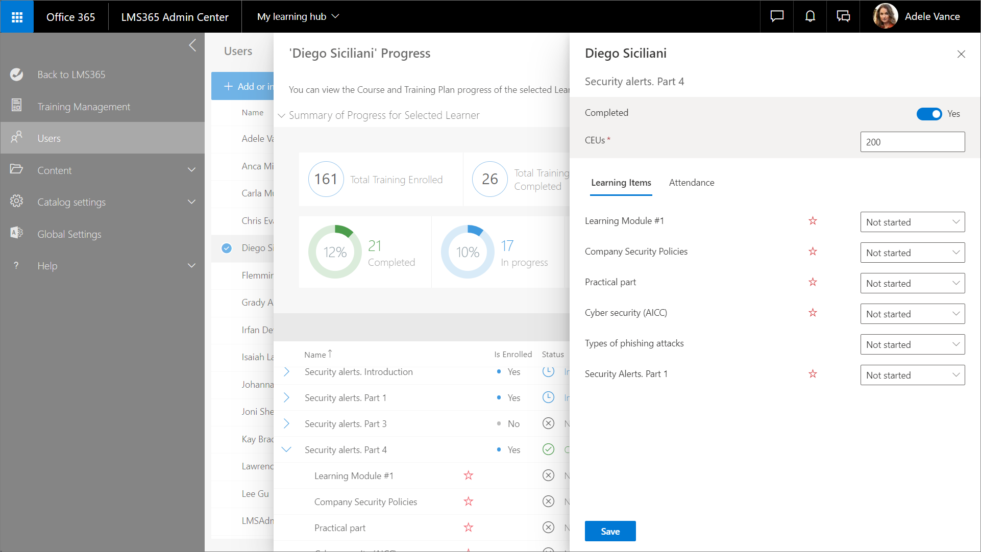 The Learner's Progress dashboard: overview and manage learner's ...