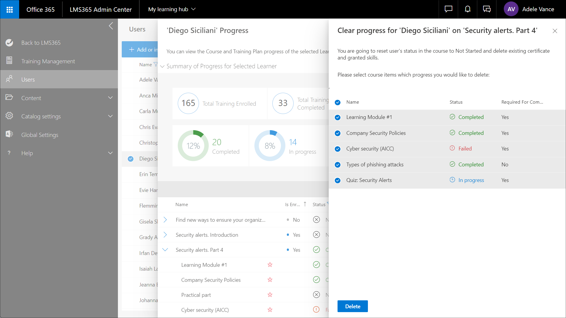 The Learner's Progress dashboard: overview and manage learner's ...