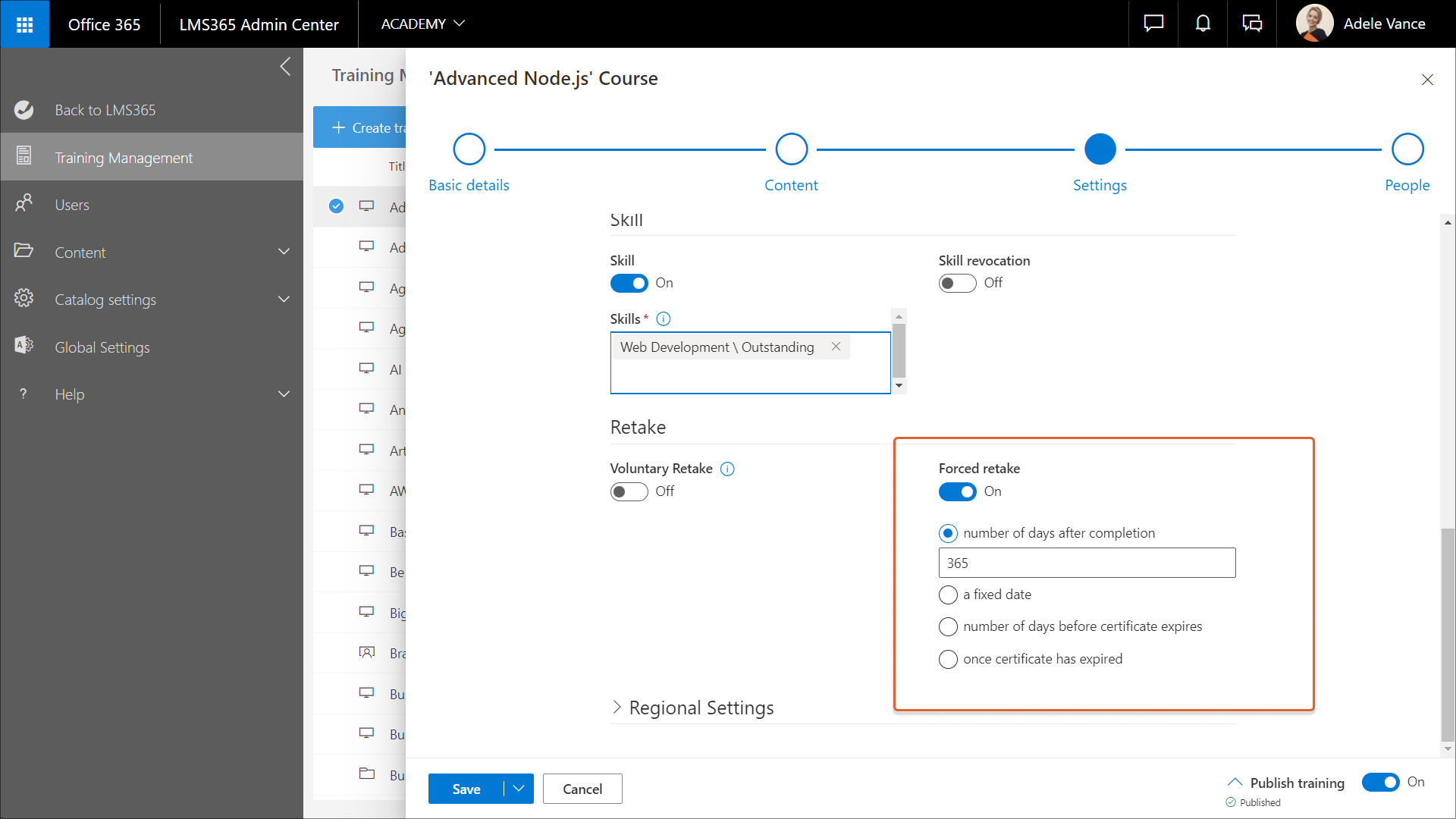 Retake courses and training plans – Help Center