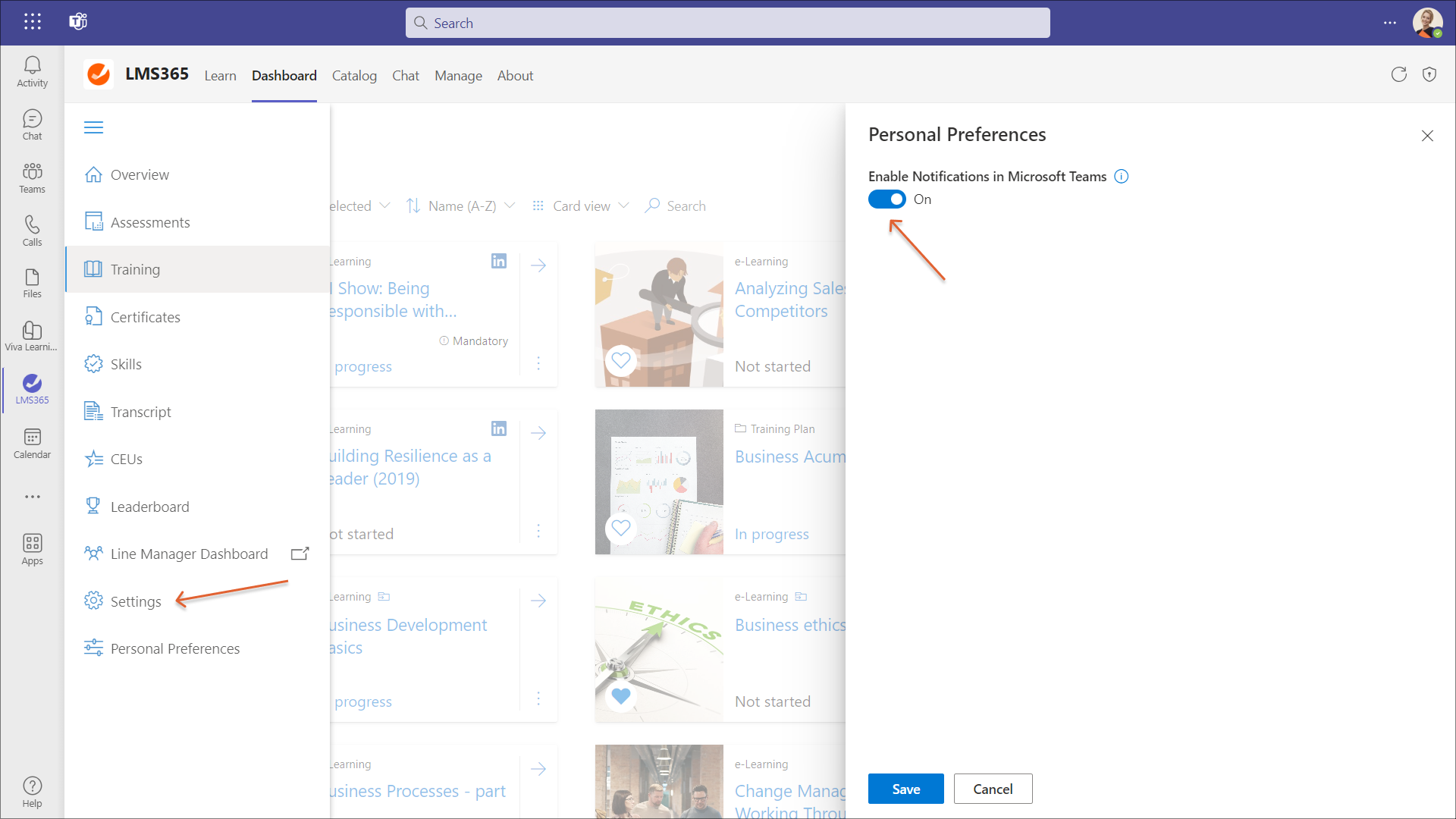 Enable Learn365 notifications in Microsoft Teams – Help Center