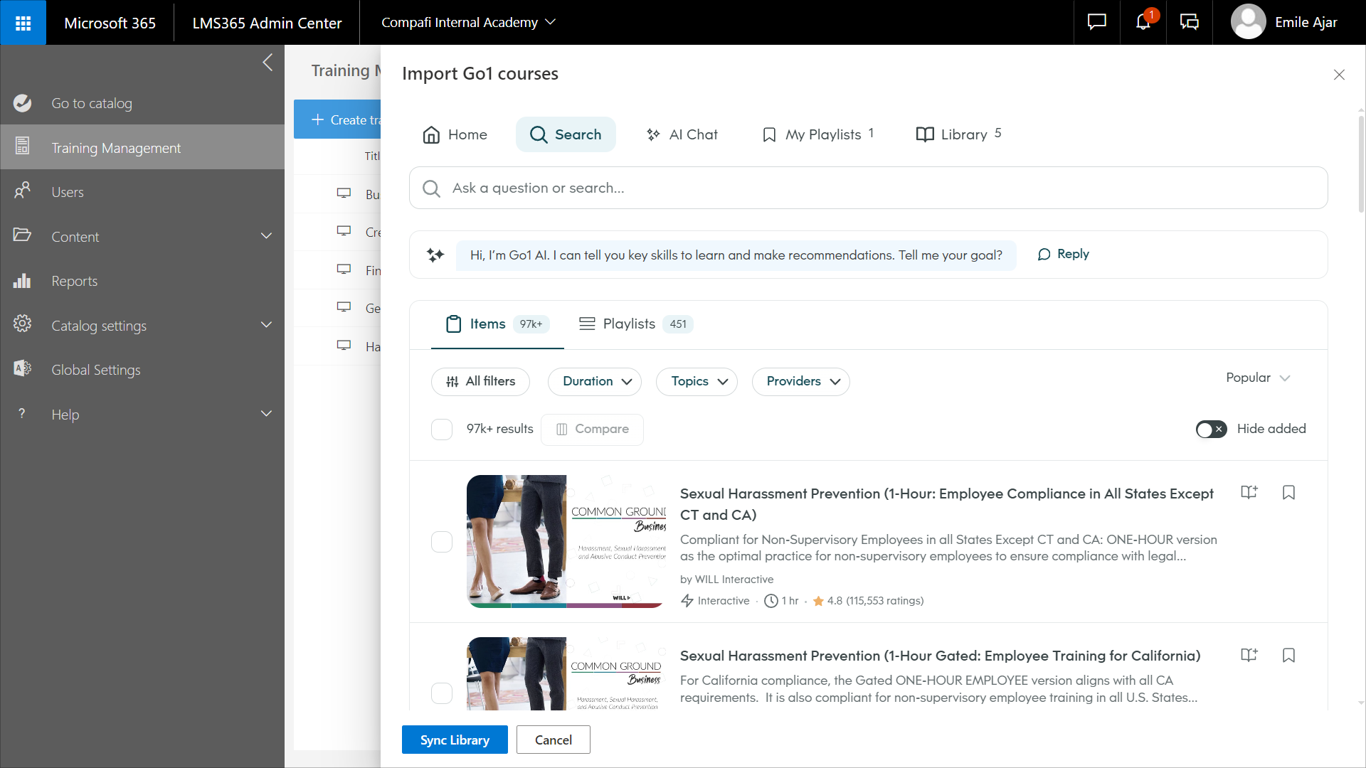 Set up the integration between Learn365 and Go1 – Help Center