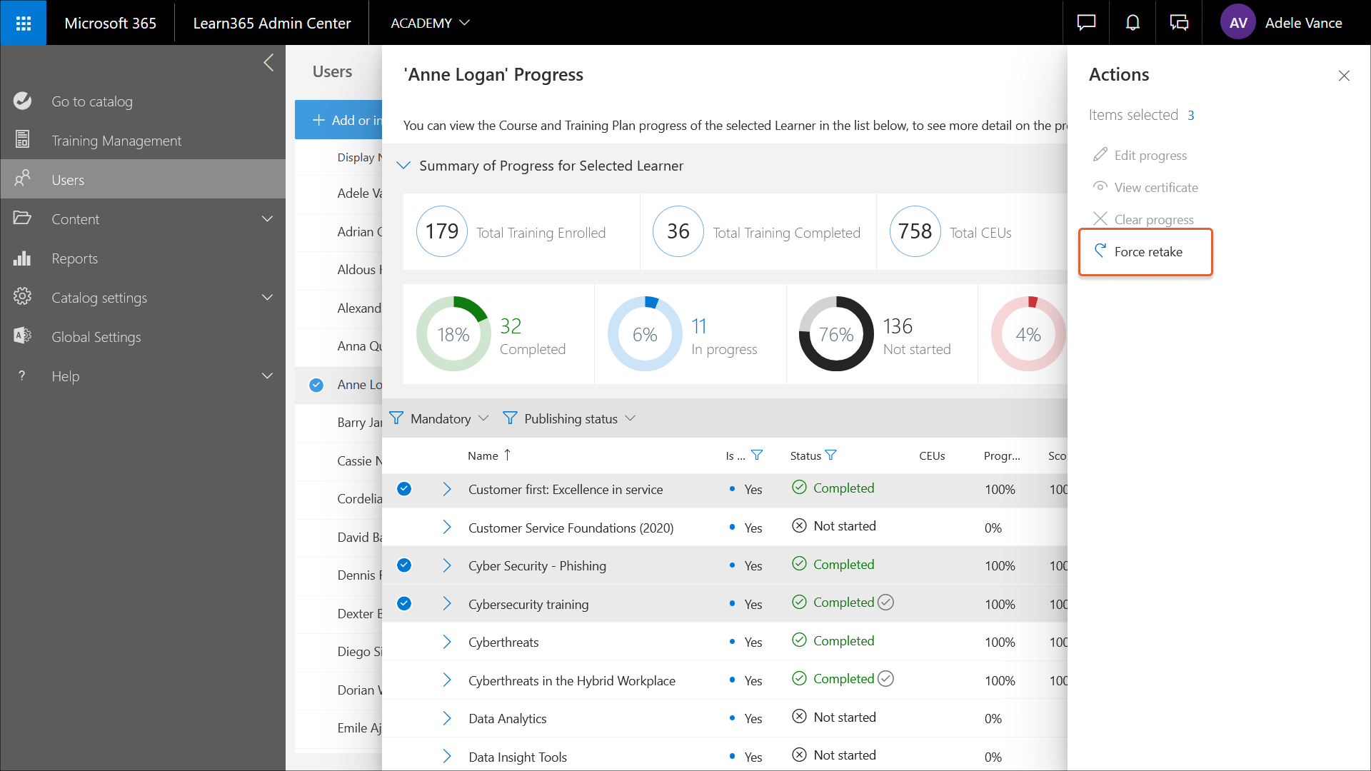 The Learner's Progress dashboard: overview and manage learner's ...